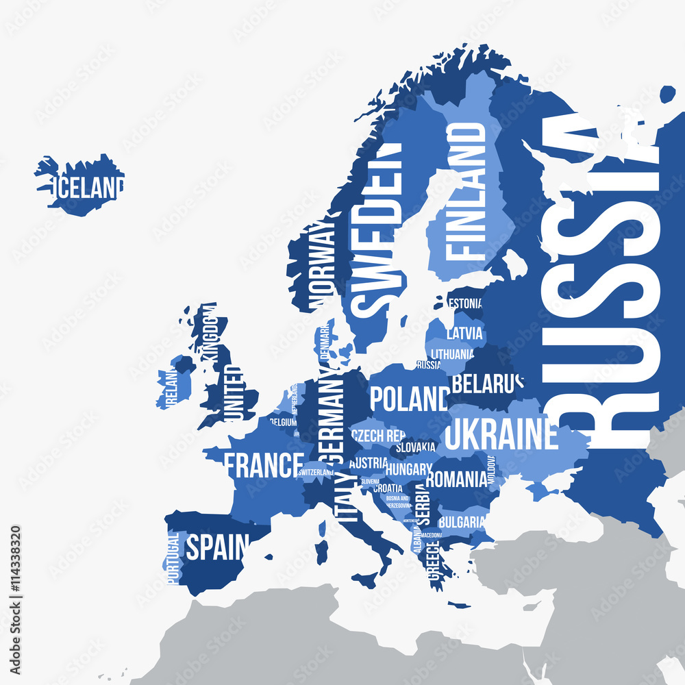 Vector map of Europe with borders and country names Stock Vector ...