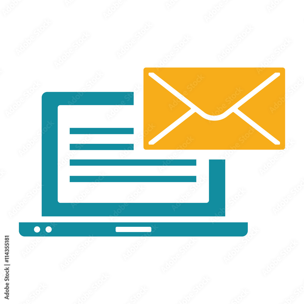 computer send receive email icon flat color on white background Stock ...