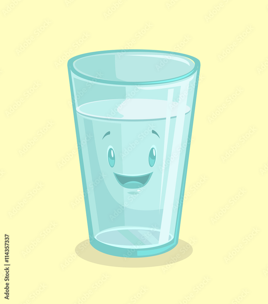 Full glass of water. Vector flat cartoon illustration Stock Vector ...