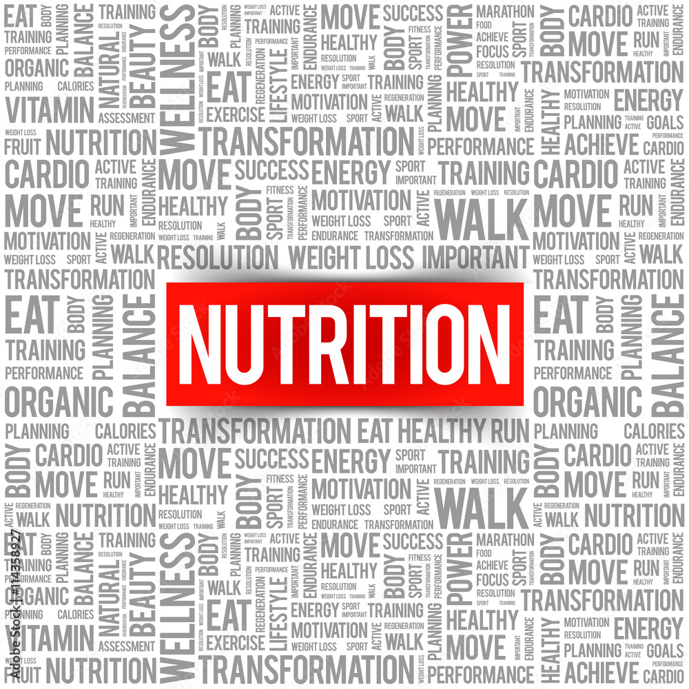 Nutrition word cloud background, health concept Stock Vector | Adobe Stock
