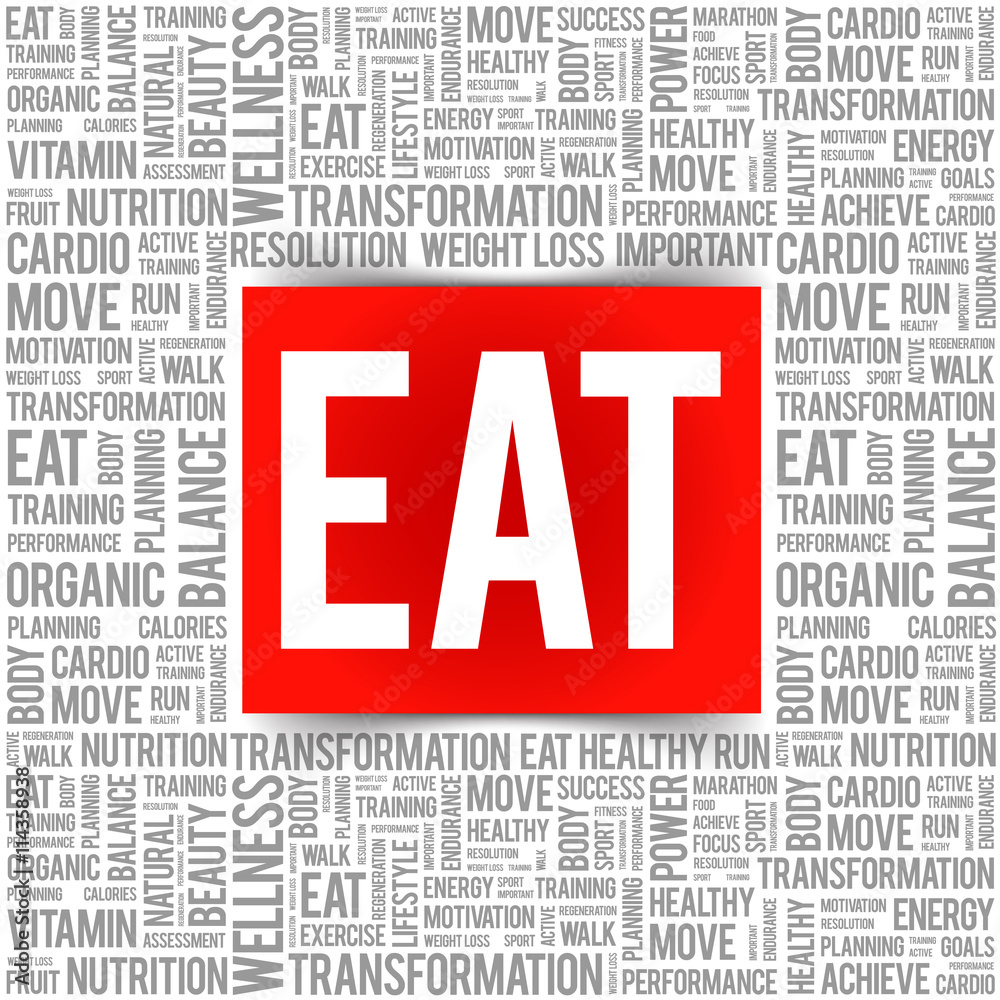 EAT word cloud background, health concept Stock Vector | Adobe Stock