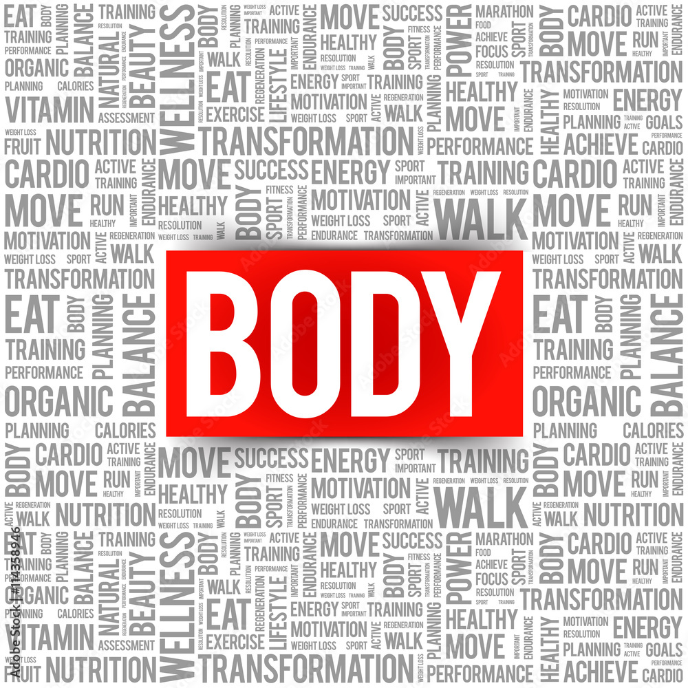 BODY word cloud background, health concept Stock Vector | Adobe Stock