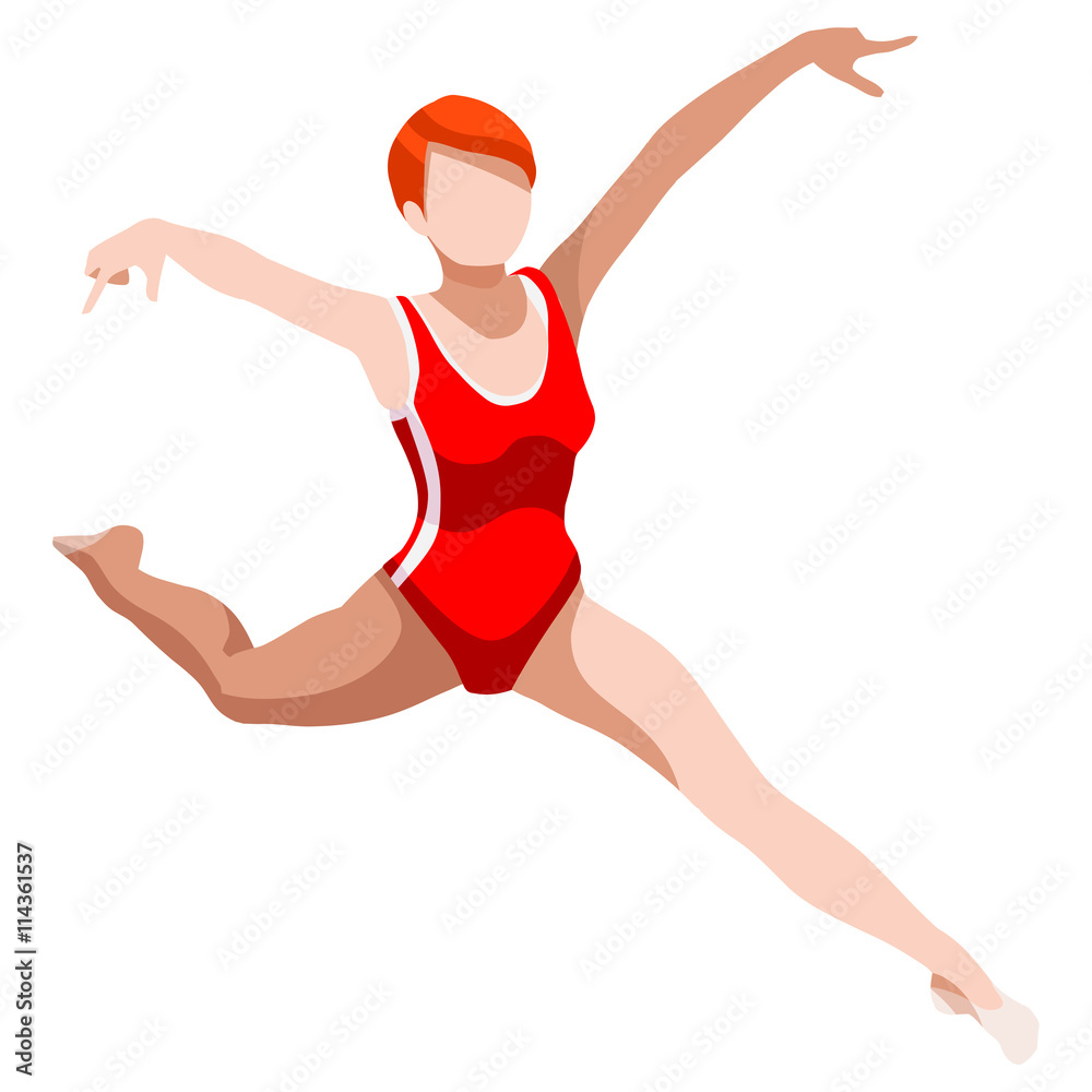 Olympics Artistic Gymnastics Balance Beam Summer Games Icon Set.3D ...