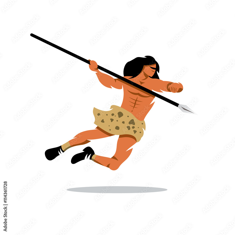 Vector Savage Cartoon Illustration. Stock Vector | Adobe Stock