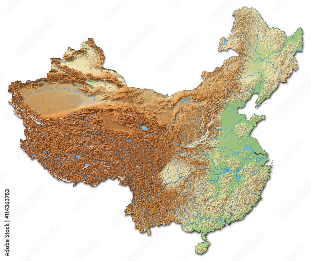 Relief map of China Stock Illustration | Adobe Stock