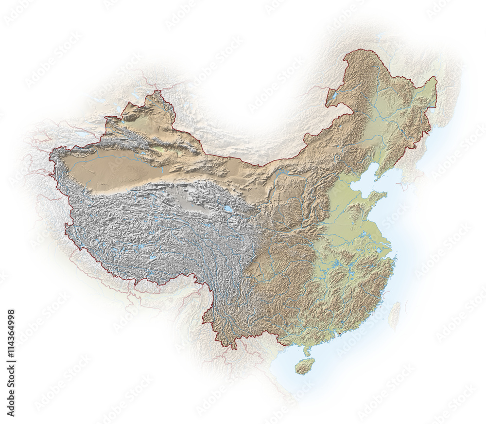 Relief map of China Stock Illustration | Adobe Stock