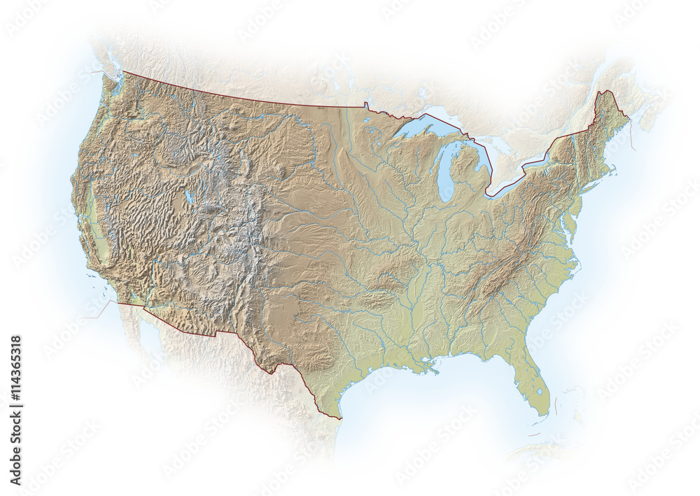 Poster Relief map of United States – Wall Art | UkPosters