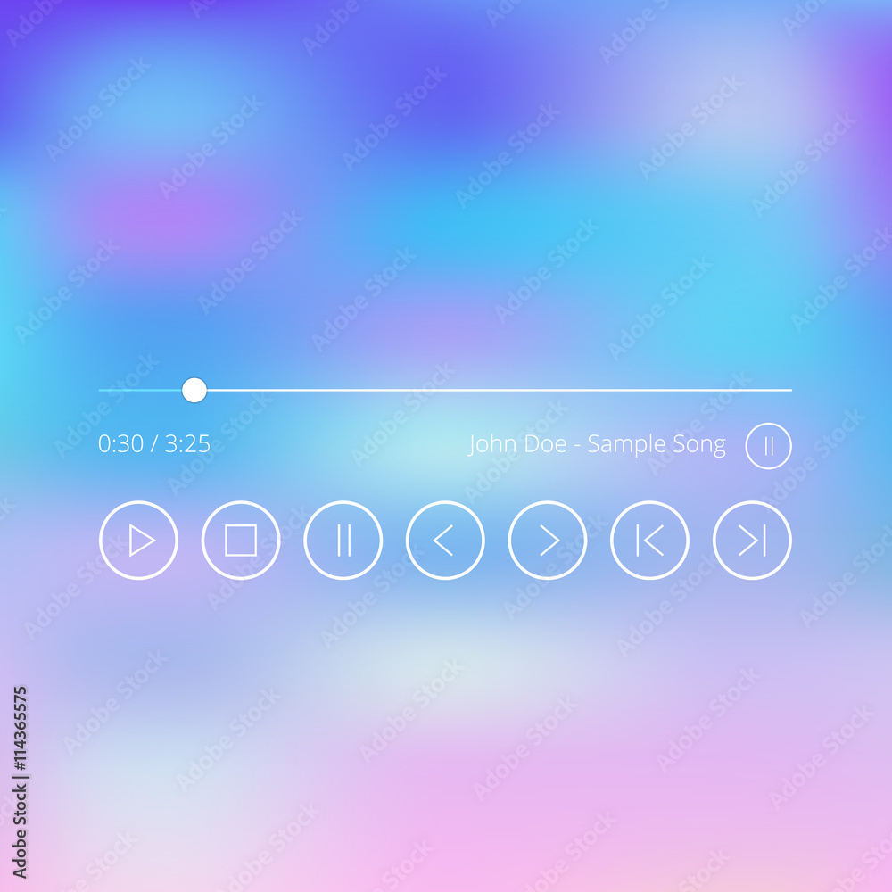 Modern thin line audio player ui elements set. Music player app user ...