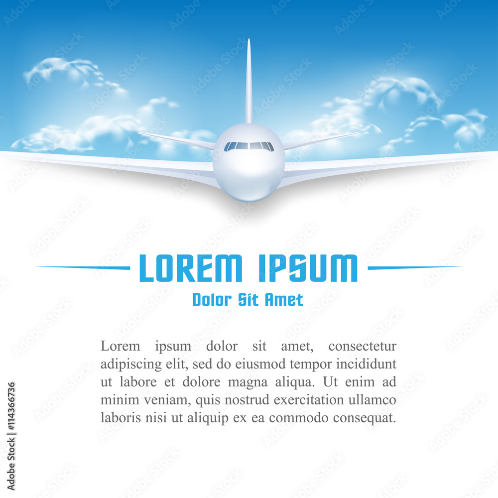 Airplane in sky poster template Stock Vector | Adobe Stock