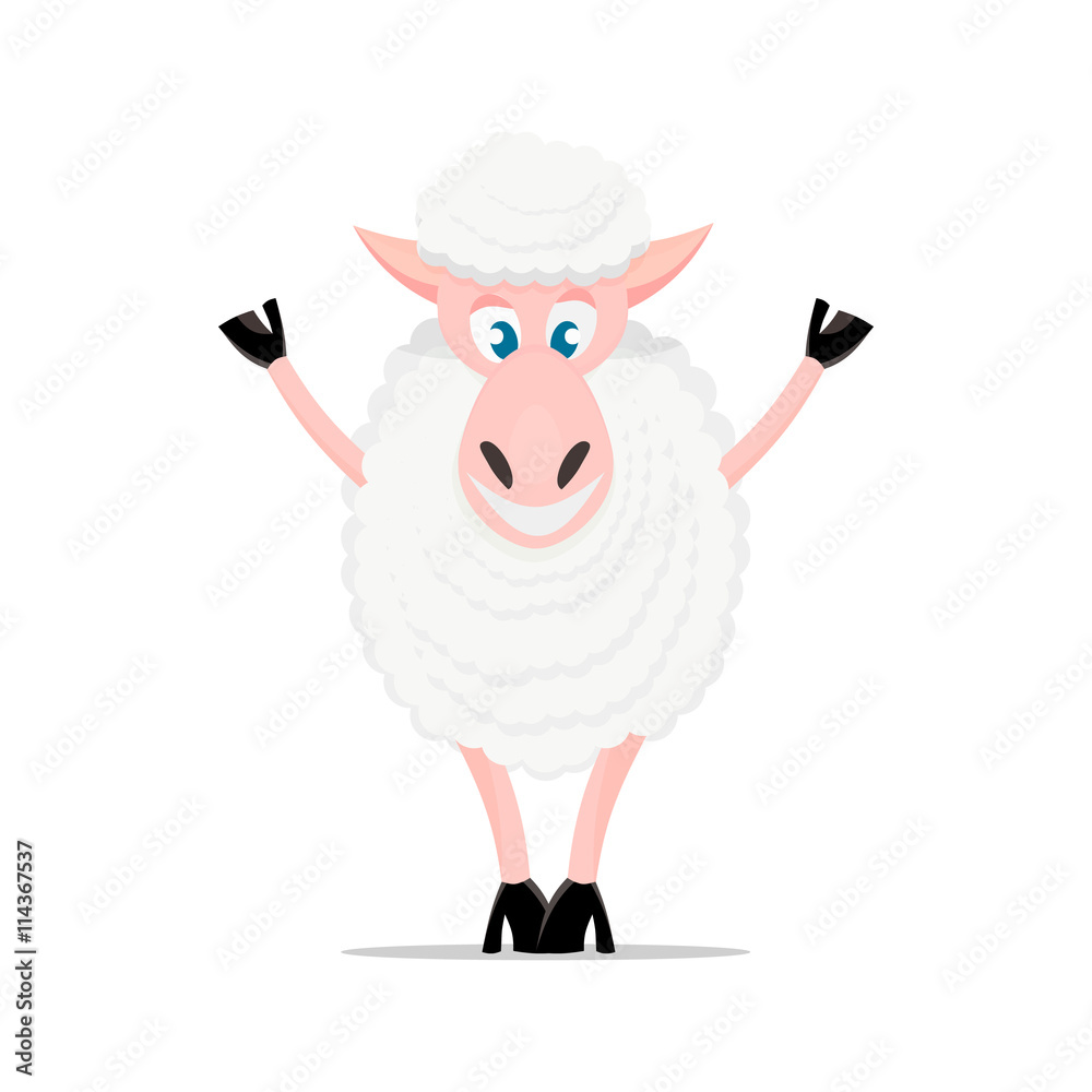 Cartoon sheep cute pose and emotion. Stock Vector | Adobe Stock