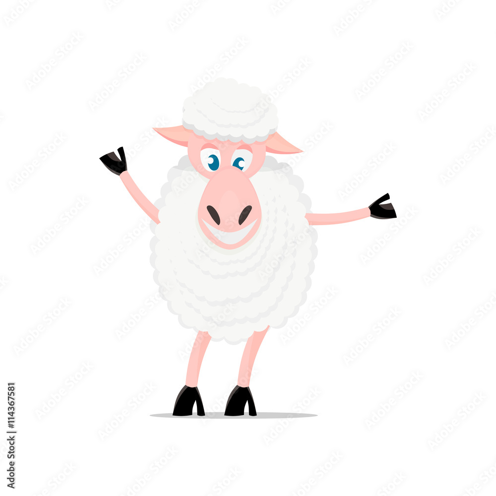 Cartoon sheep cute pose and emotion. Stock Vector | Adobe Stock