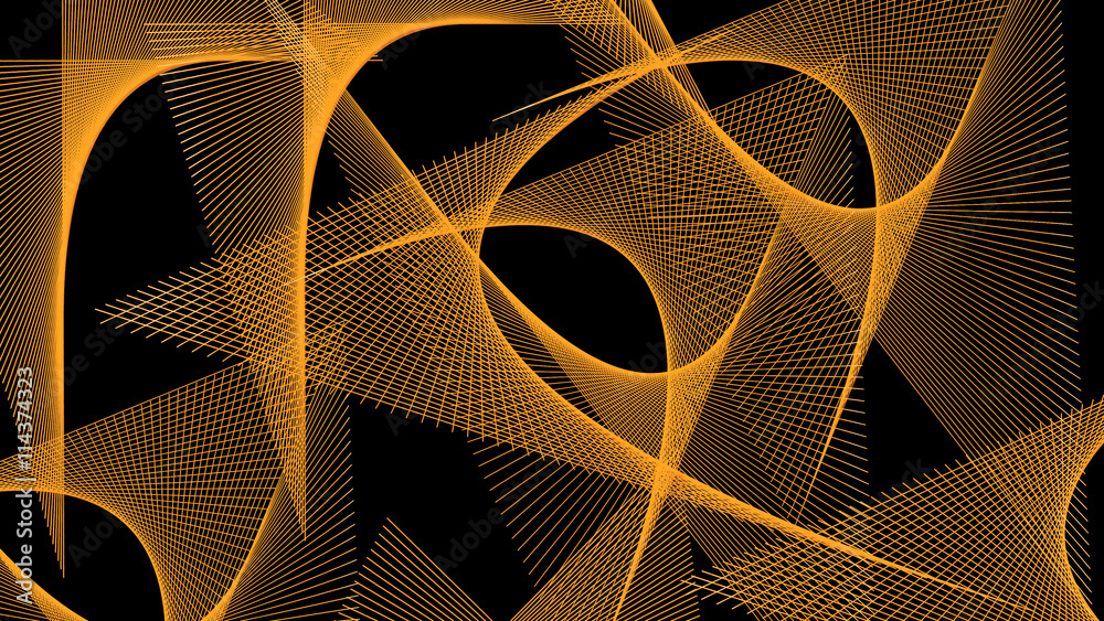 A stylish abstract line art in orange on black Stock Illustration ...