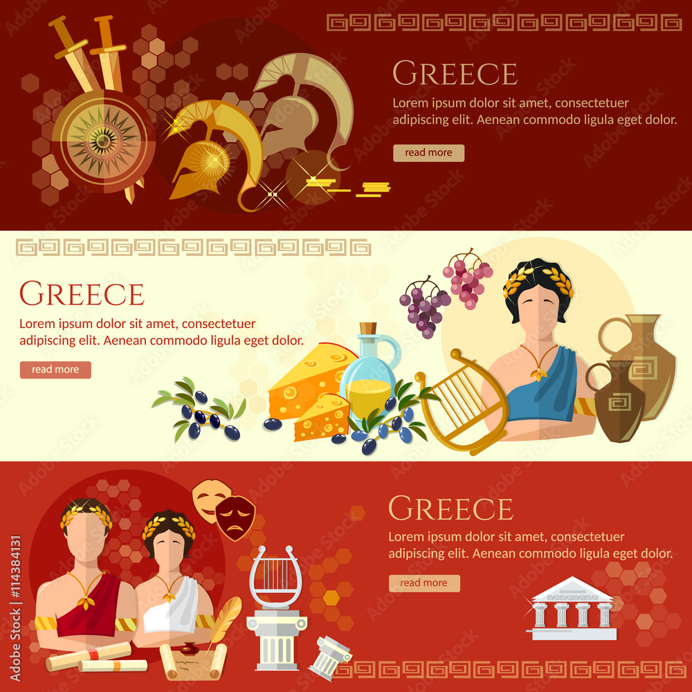 Ancient Greece banner tradition and culture ancient history Stock ...