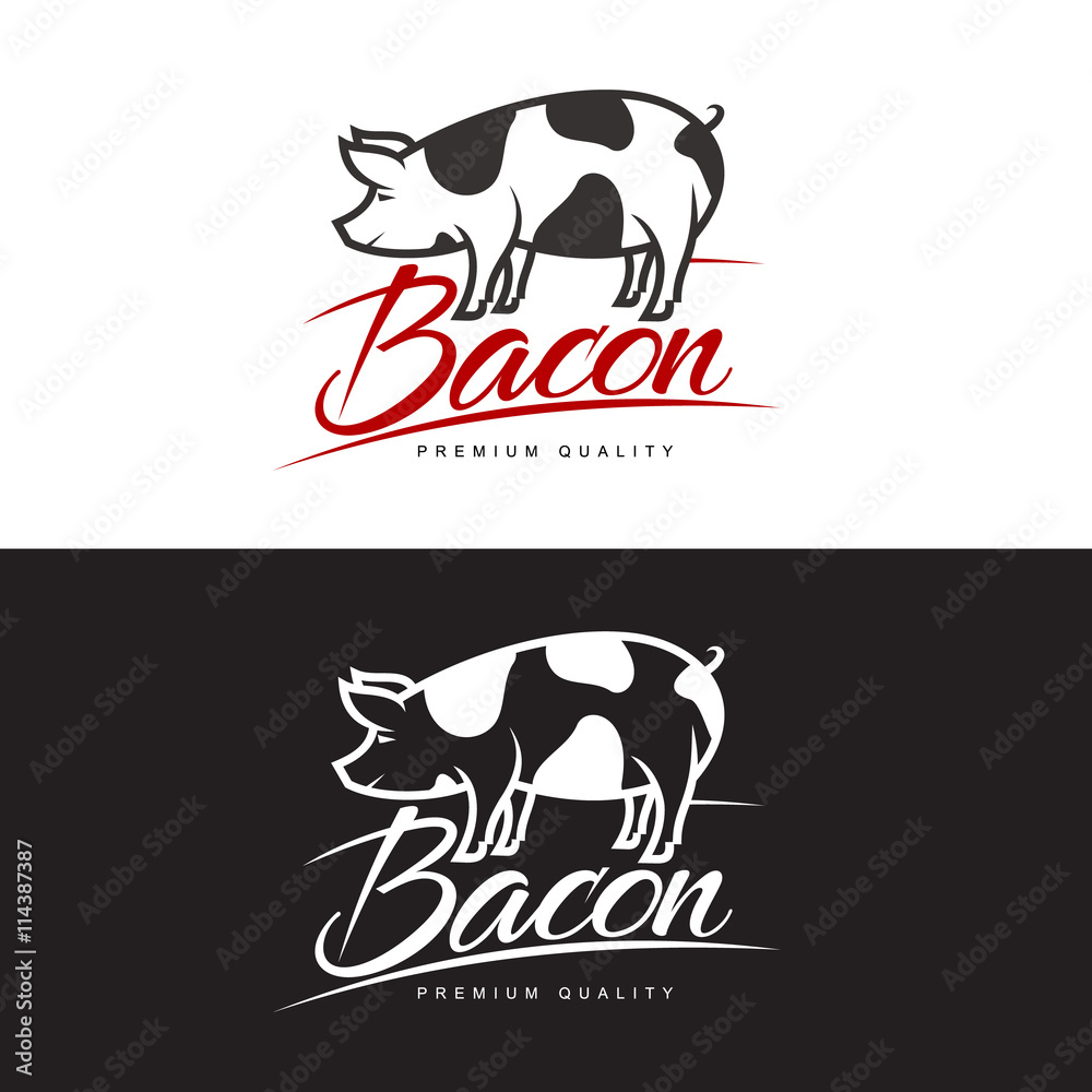 set of logos with a pig, vector simple illustration isolated on white ...