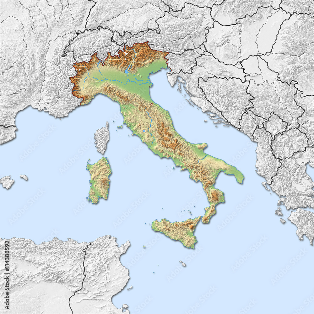 Relief map of Italy Stock Illustration | Adobe Stock