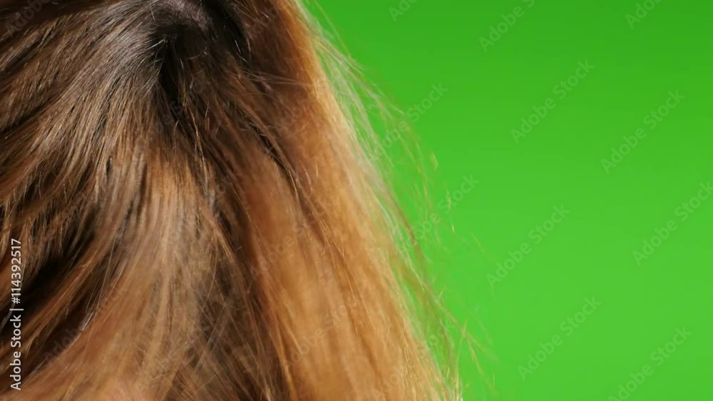 Hair drying in front of green screen background 4K 2160p UHD video ...