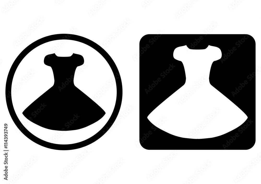 Set button, icon dress. Round and rounded square. Silhouette of the ...
