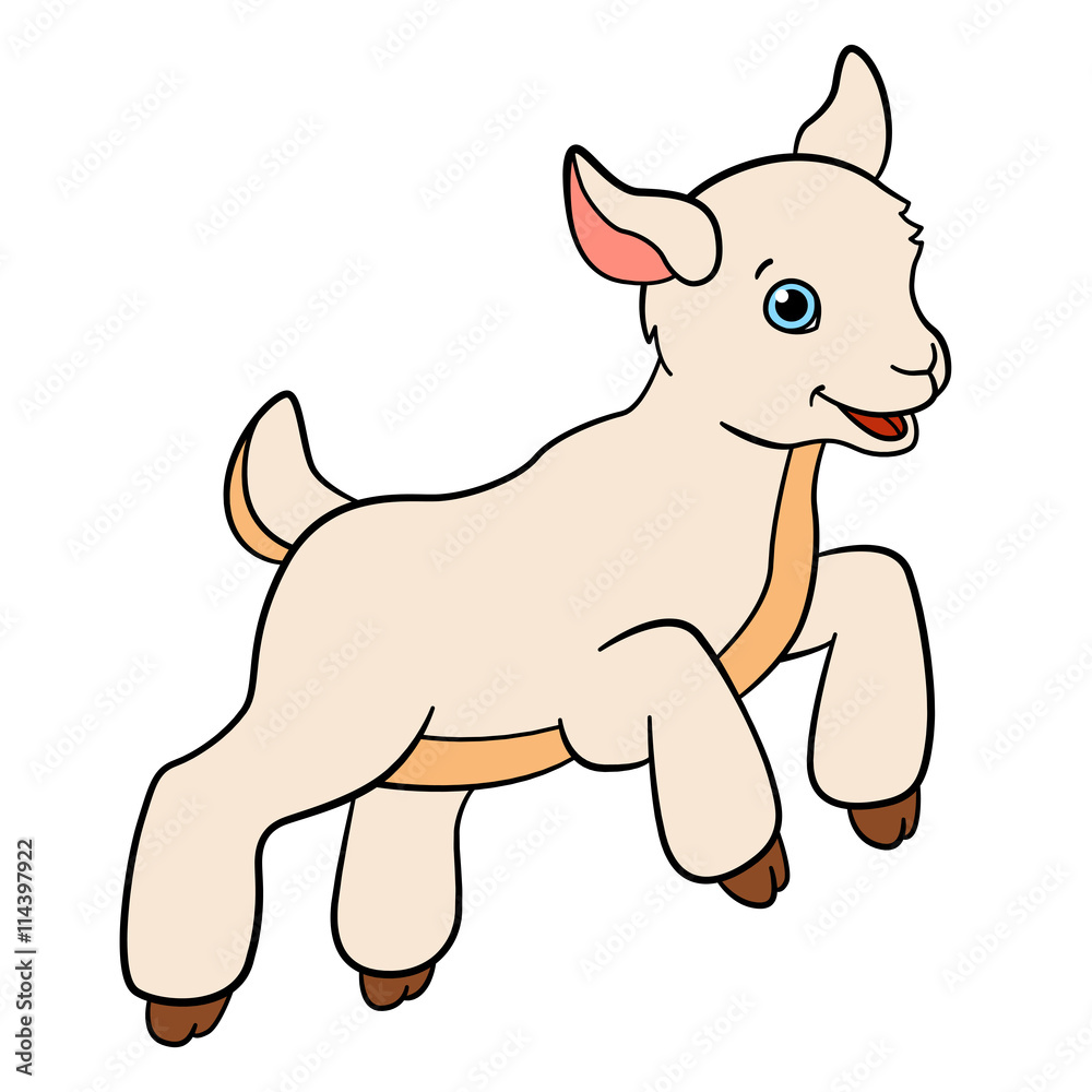 Cartoon farm animals for kids. Little cute baby goat. Stock Vector ...