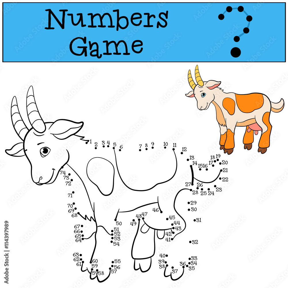 Educational games for kids: Numbers game. Cute goat. Stock Vector ...