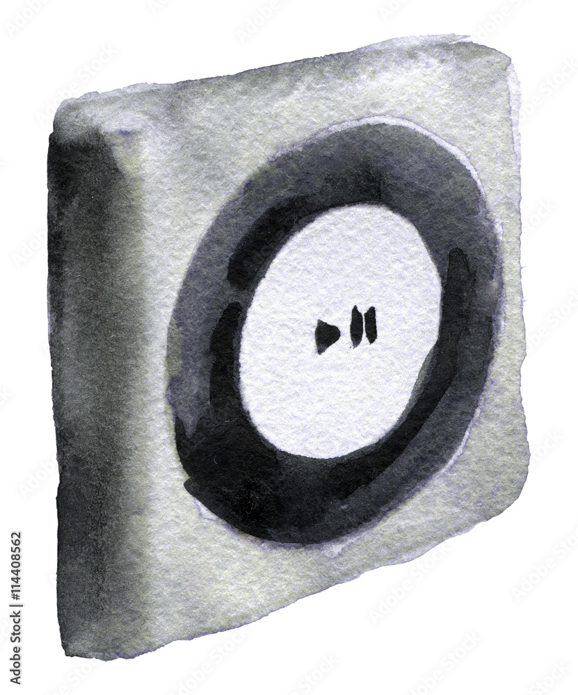 watercolor sketch of CD player on a white background Stock Illustration ...