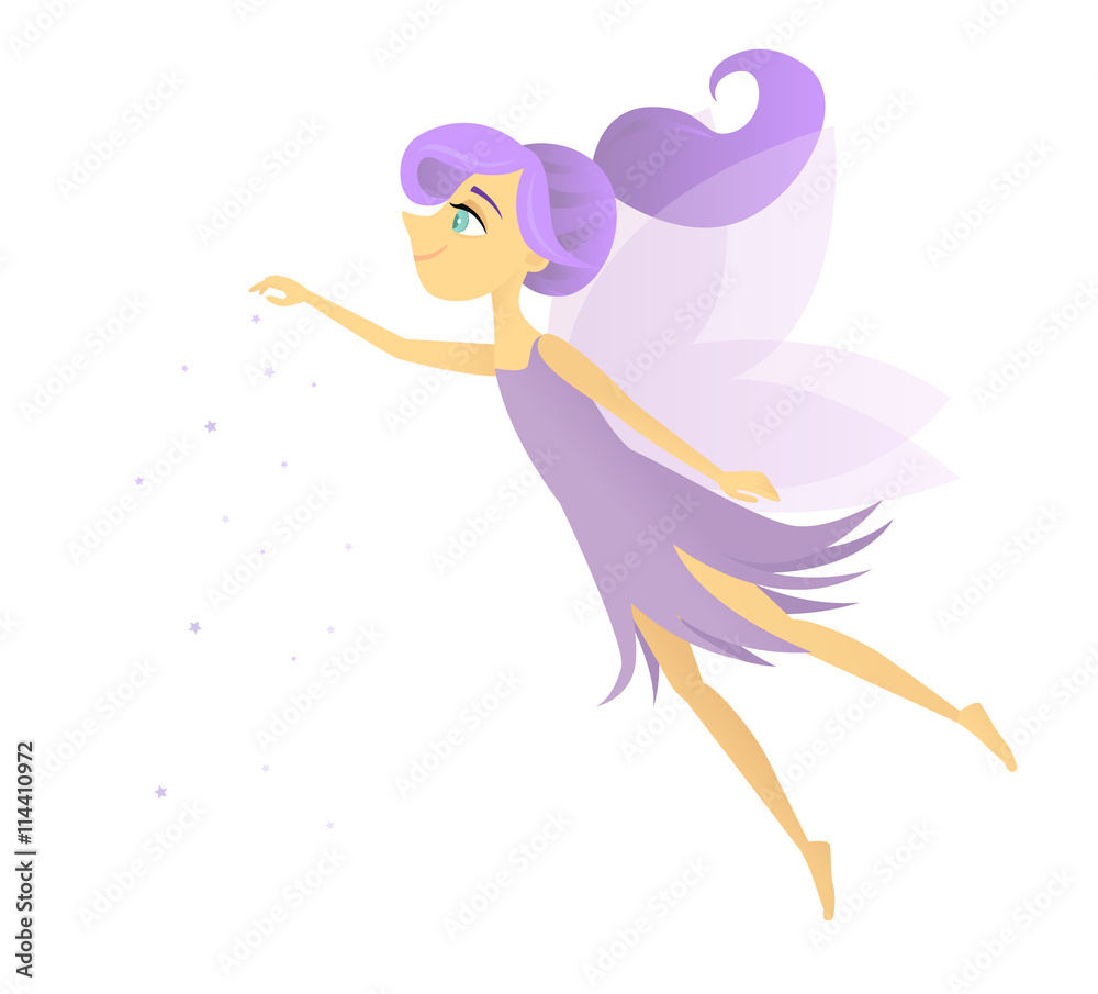 Purple fairy sprinkling fairy dust Stock Vector | Adobe Stock