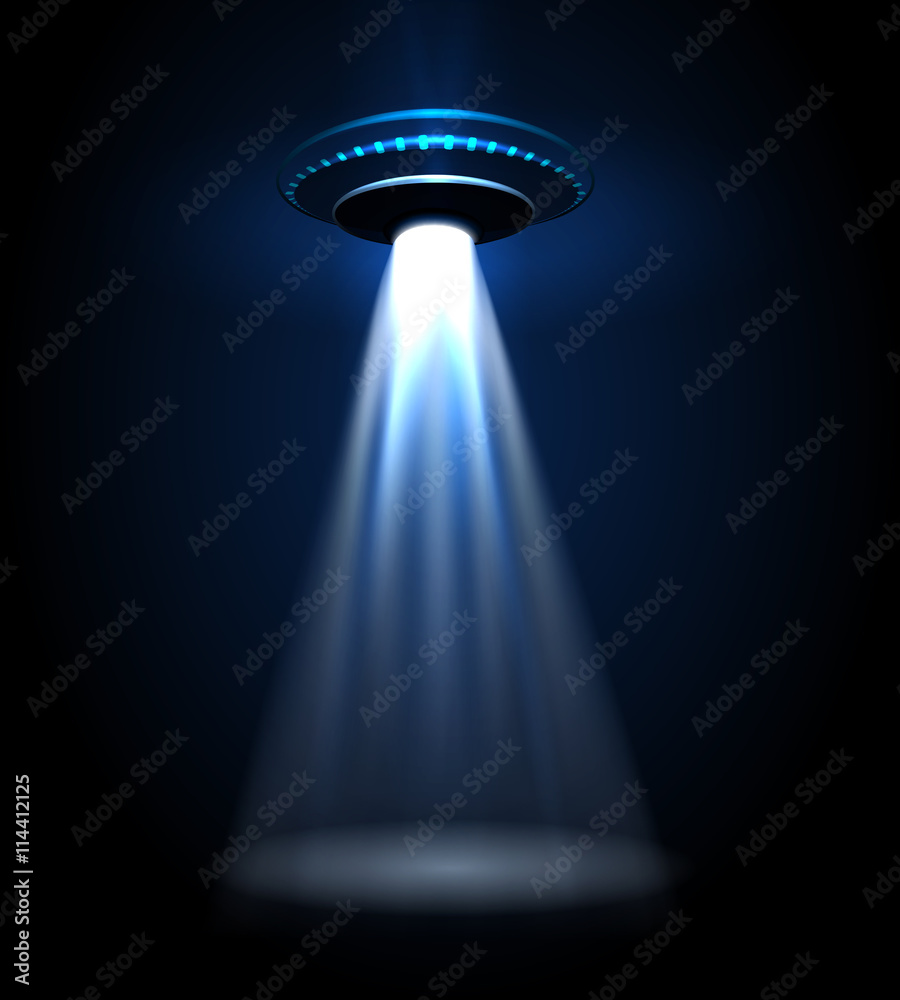 UFO alien flying with lights vector illustration Stock Vector | Adobe Stock
