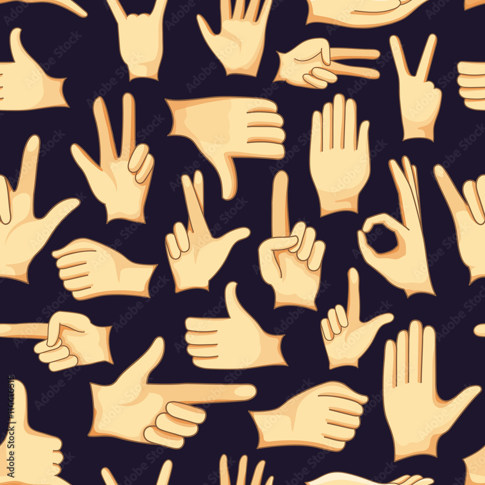 Hand signs icons set pattern Stock Vector | Adobe Stock