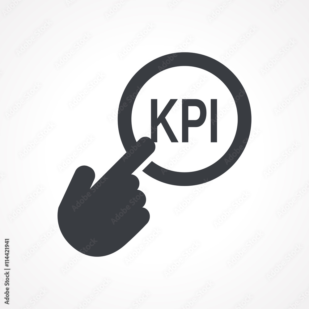 Vector hand with touching a button icon with word KPI Stock Vector ...