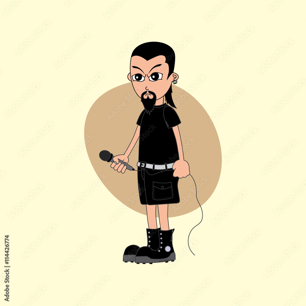 male cartoon character singer music band Stock Vector | Adobe Stock
