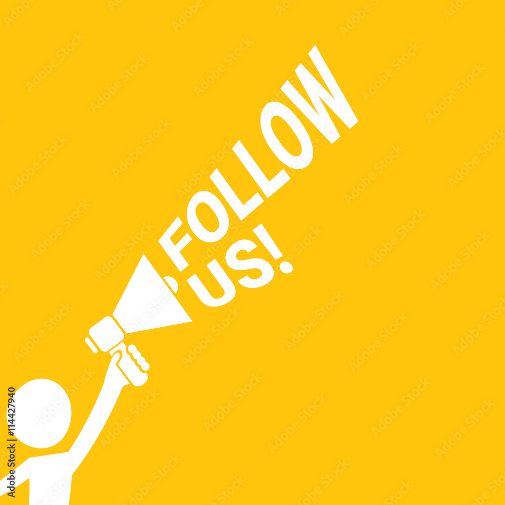 Follow us vector banner. Follow us concept Stock Vector | Adobe Stock