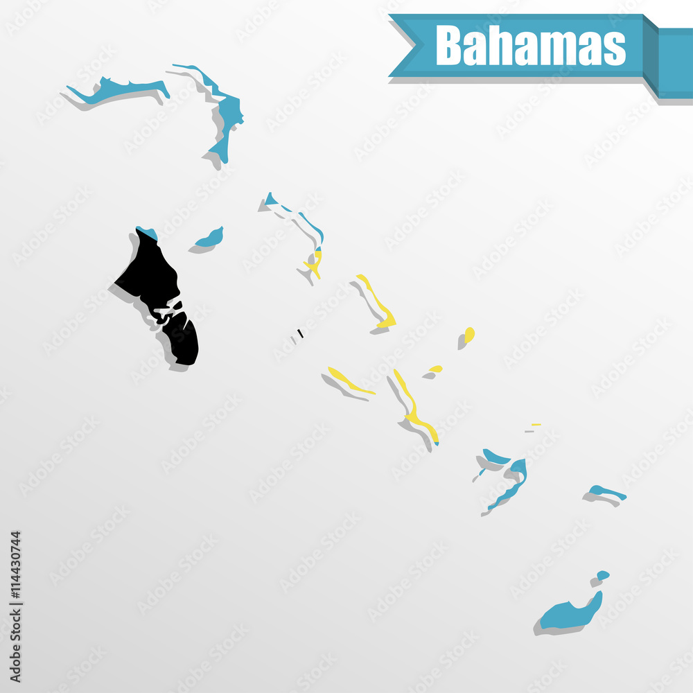 Bahamas map with flag inside and ribbon Stock Vector | Adobe Stock