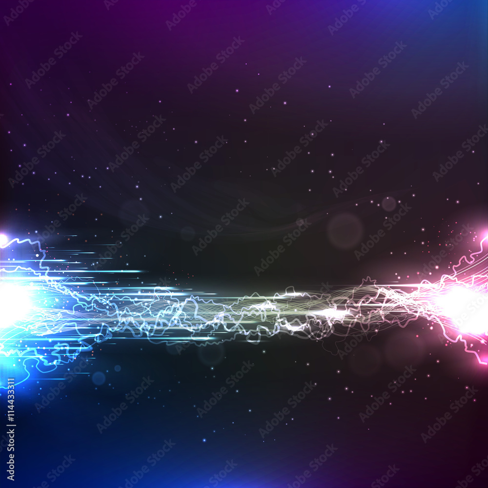 Electric energy space background. High voltage, powerful current energy ...