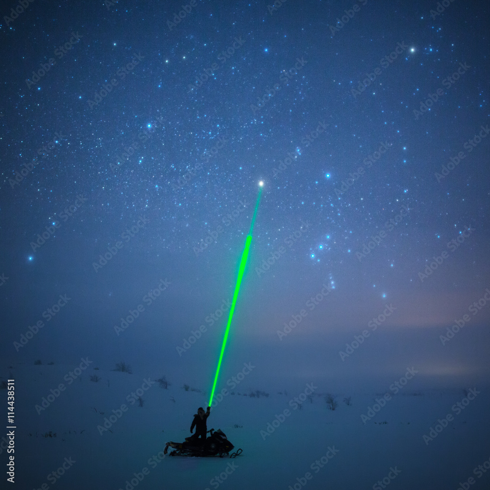 Night sky with laser beam, Lapland Stock Photo | Adobe Stock