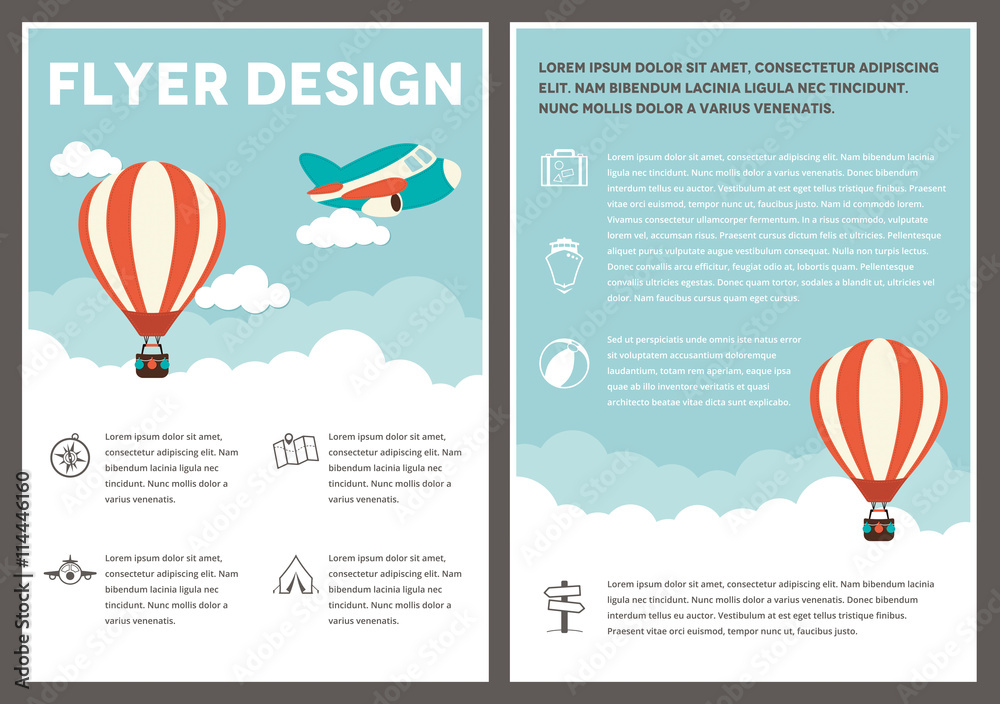 Hot Air Balloon Flyer Template Design Stock Vector | Adobe Stock