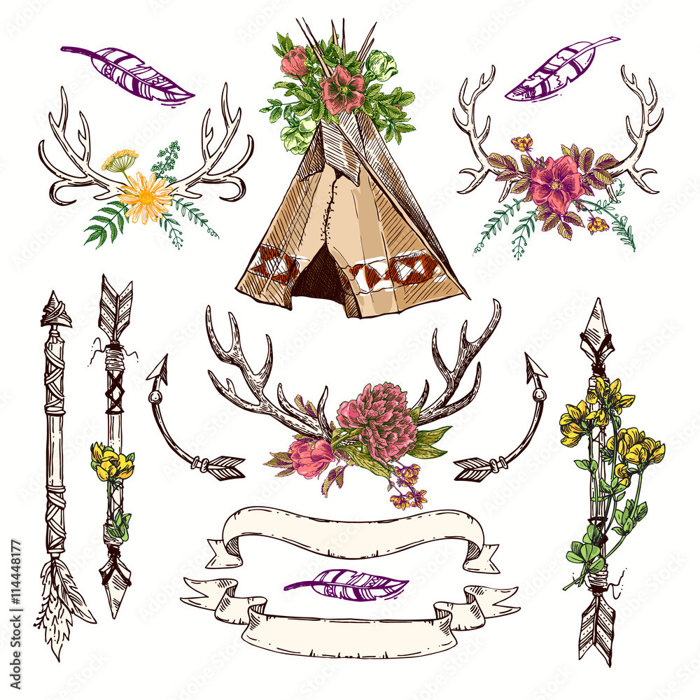 Boho vector illustration. Stock Vector | Adobe Stock