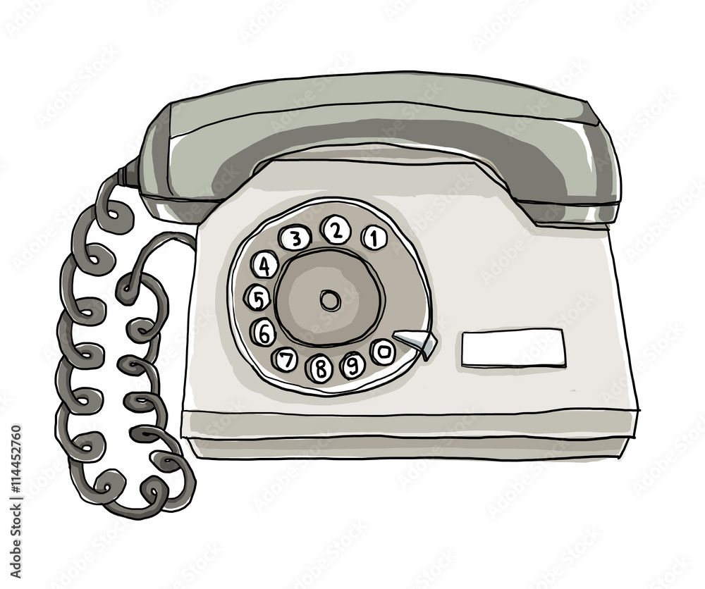 two tone telephone Vintage Wall Phone illustration Stock Illustration ...