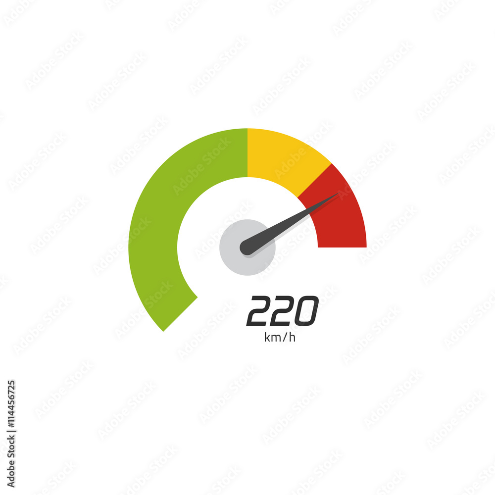 Speedometer vector icon isolated on white background, flat digital ...