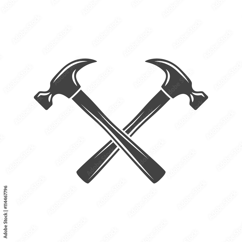 Two crossed battleaxes, battle axes. Black on white flat vector ... Two crossed battleaxes, battle axes. Black on white flat vector ...
