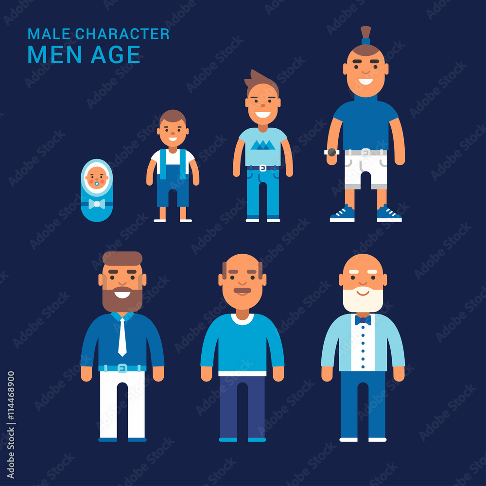 Men age. Life cycle. Different generations of men. From a cradle to a ...