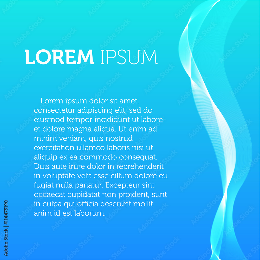 Blue color background. Transparent wavy element brochure. Flyer ...