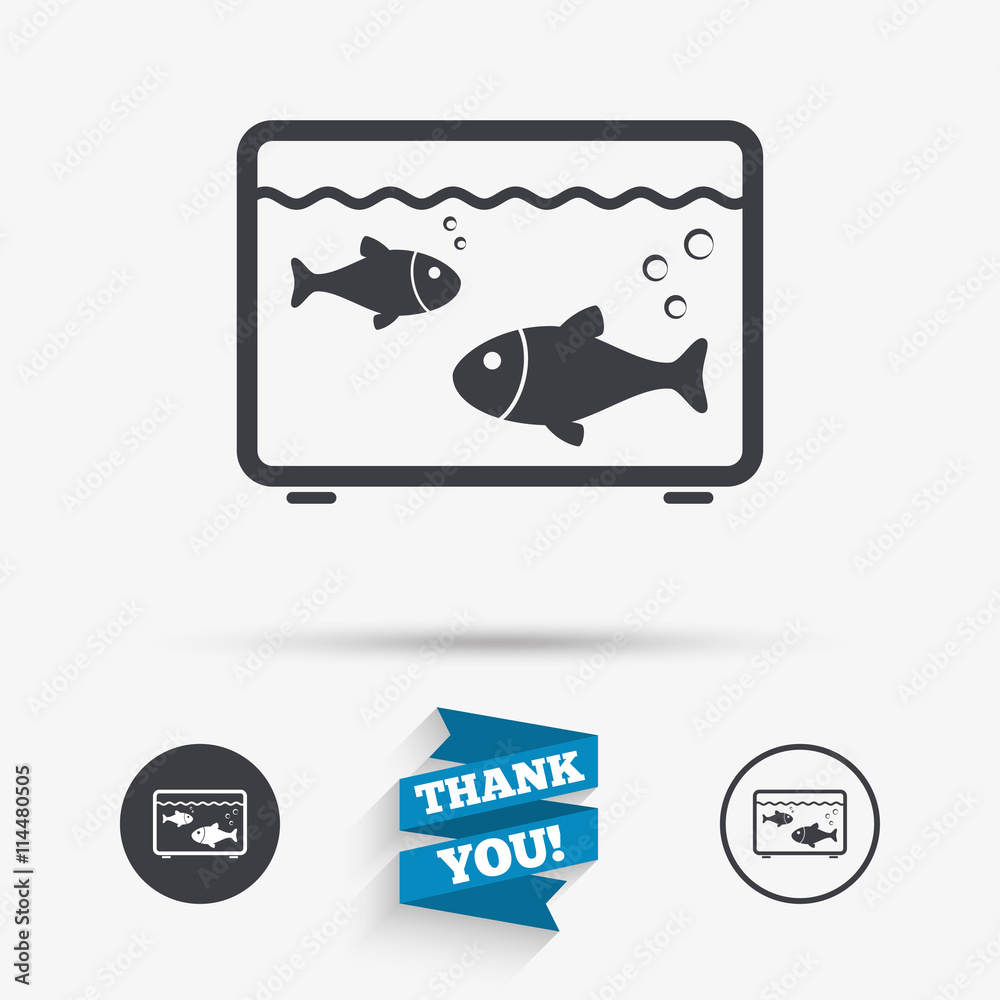 Aquarium sign icon. Fish in water symbol. Stock Vector | Adobe Stock