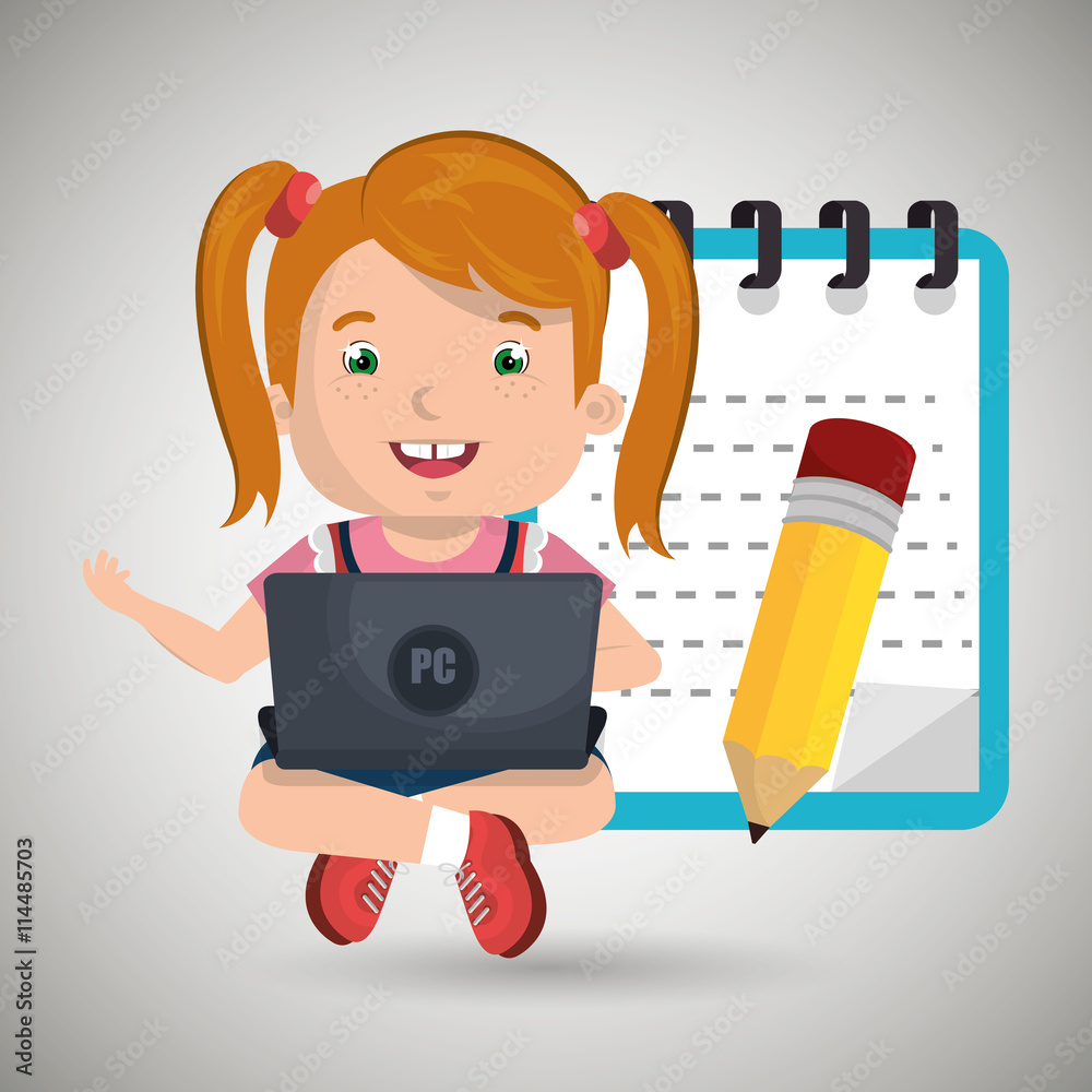 Children using laptop at school design, vector illustration eps10 ...