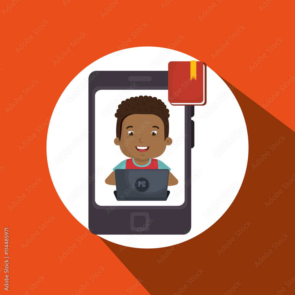 Children using laptop at school design, vector illustration eps10 ...