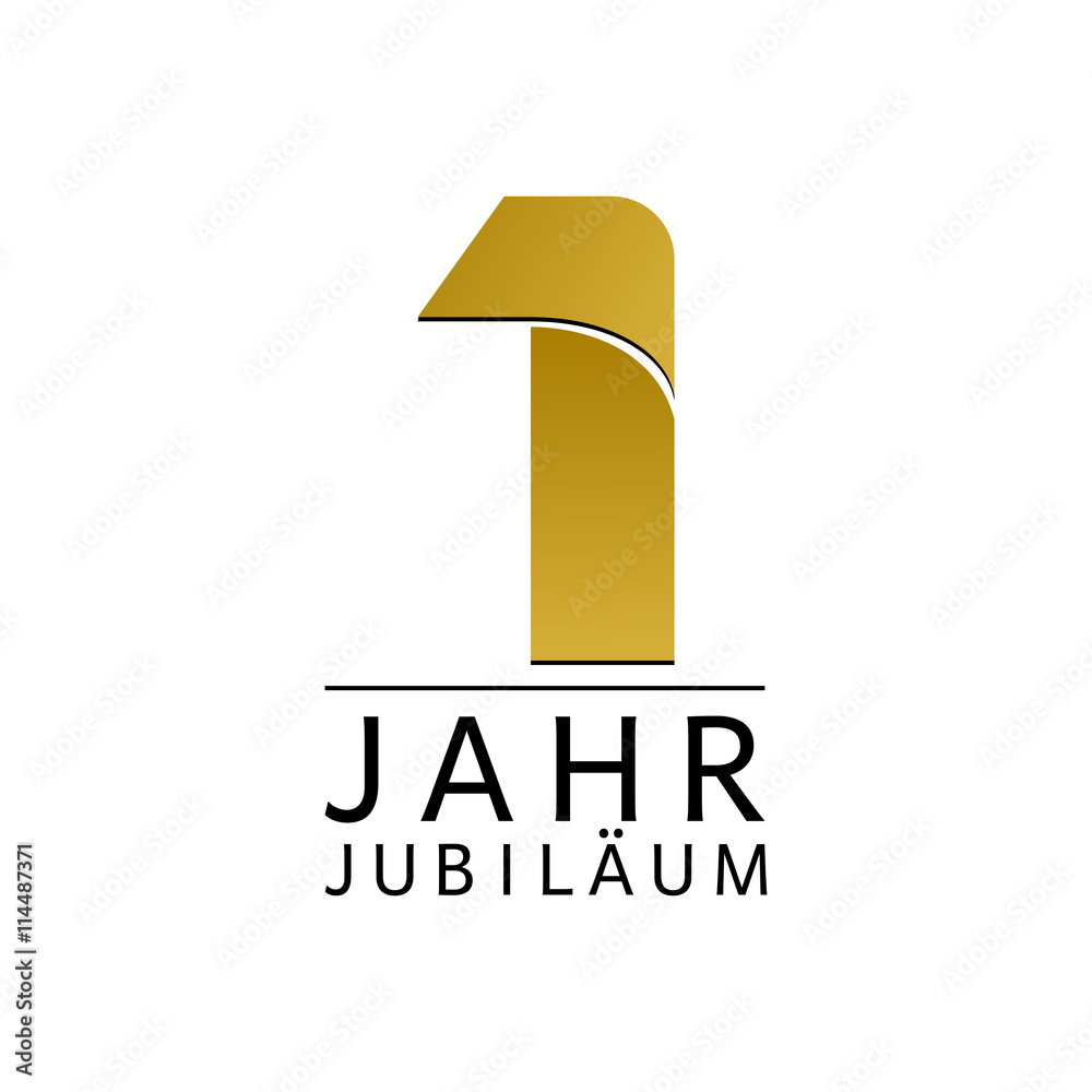 Einfach Gold Jubiläums Logo Jahr 1 Stock-Vektorgrafik | Adobe Stock