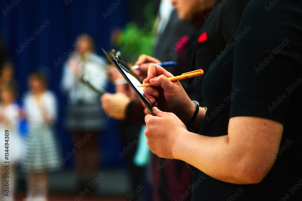 Judge making marks on The Ballroom dance Championship Stock Photo ...