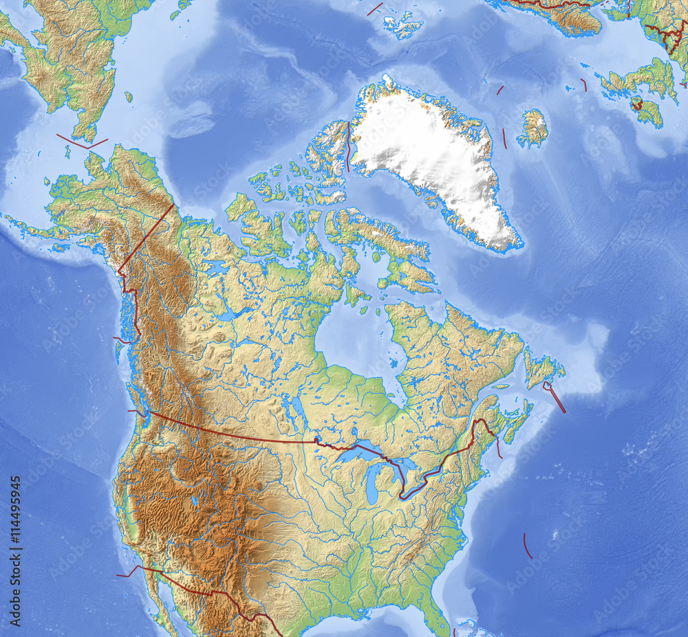 Relief Map of Canada - 3D-Illustration Stock Illustration | Adobe Stock