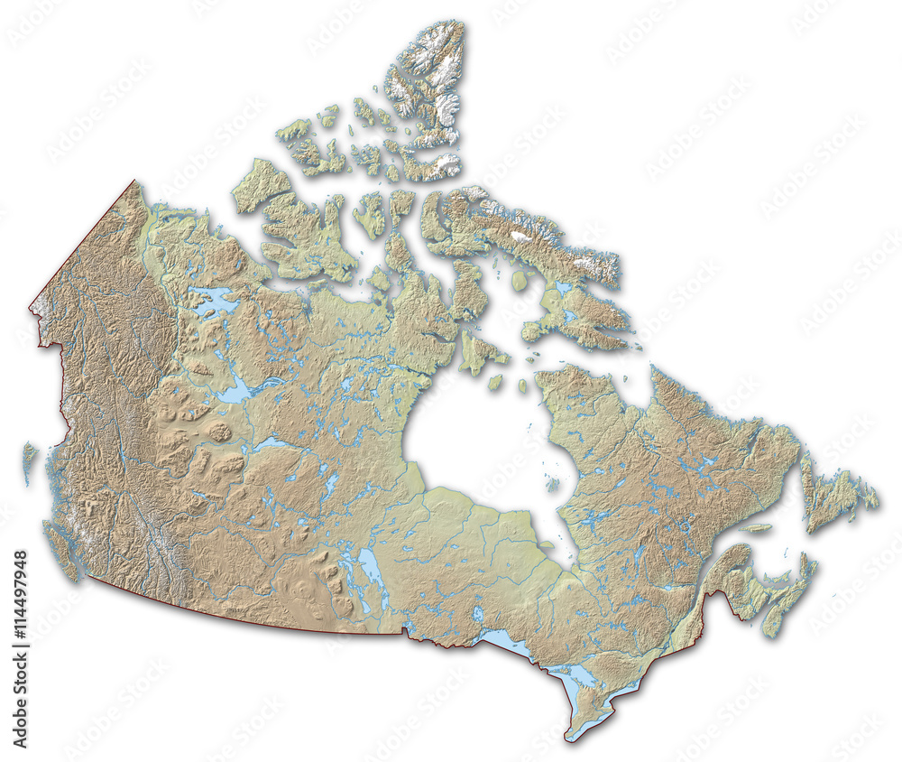 Relief map of Canada - 3D-Illustration Stock Illustration | Adobe Stock