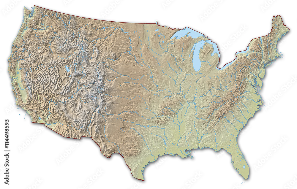 Relief map of United States - 3D-Illustration ilustração do Stock ...