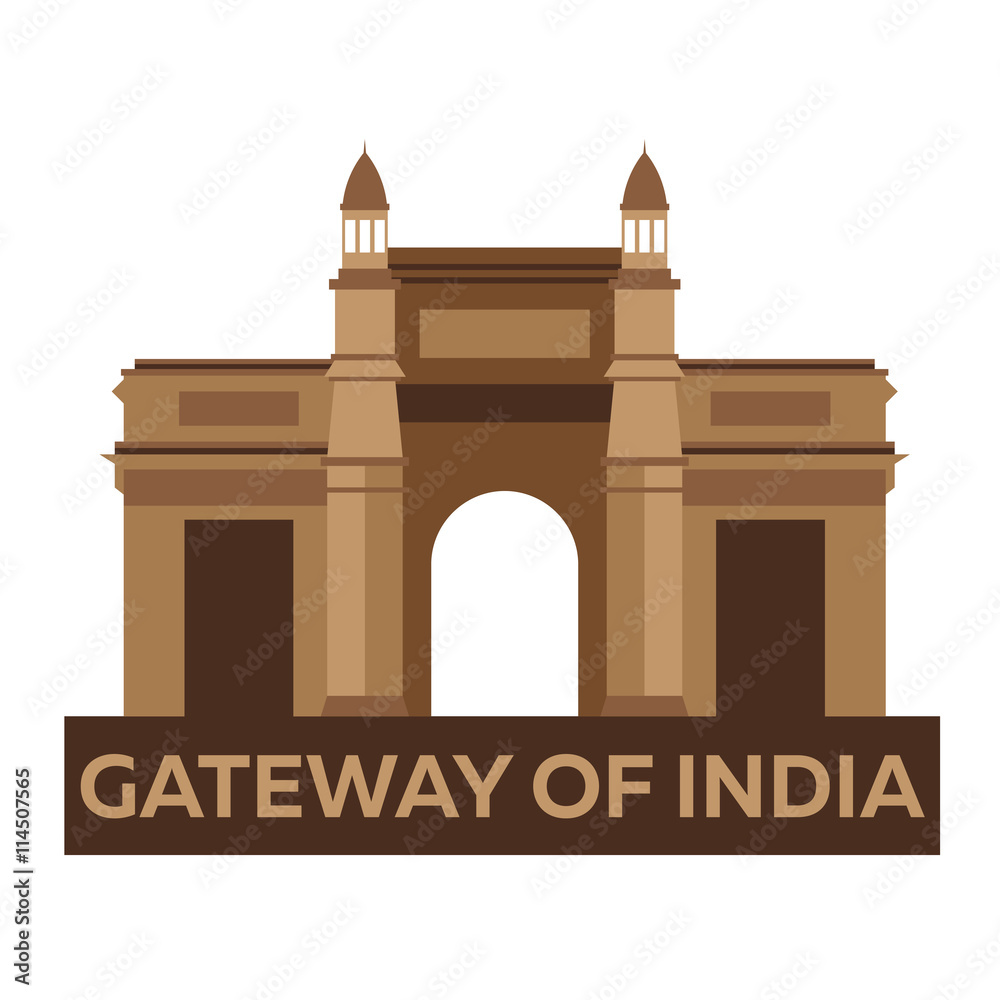 Gateway of India. Indian architecture. Mumbai. Modern flat design ...