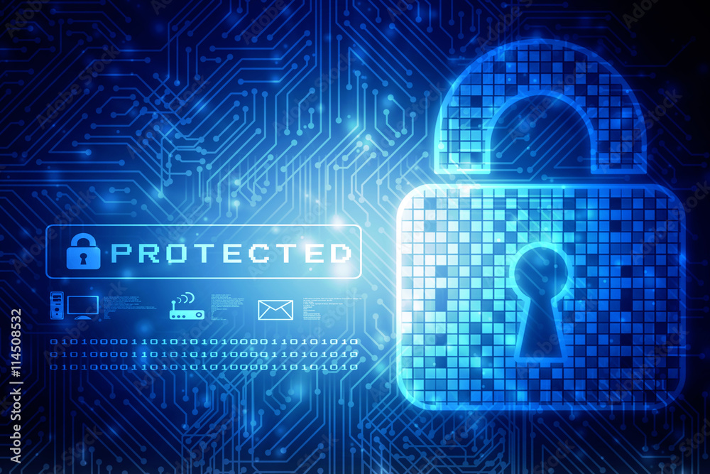Security concept: Lock on digital screen, contrast, 3d render Stock ...